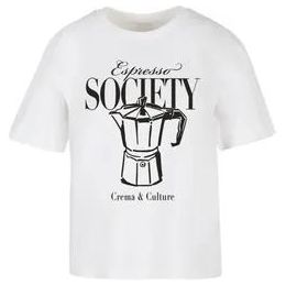 T-Shirt MISS TEE "Miss Tee Espresso Society Tee", Damen, Gr. M, wei&szlig;, 100% Baumwolle, bedruckt, oversize, Rundhals, Shirts T-Shirt