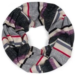 Loop styleBREAKER "Feinstrick Loop Schal Streifen", Damen, lila (lila, grau, beige), Obermaterial: 50% Viskose CV. 50% Polyester PES., Modisch, Modet&uuml;cher Loop