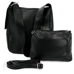 Schultertasche Harpa "BIDDY", Damen, Gr. B/H/T: 10cm x 31cm x 30cm, schwarz, Polyurethan (PU), unifarben, Taschen Schultertasche, im Set mit kleiner Umh&auml;ngetasche