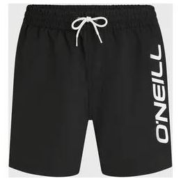O`Neill Badeshorts O'NEILL "CALI 16'' SWIMSHORTS", Herren, Gr. L, N-Gr, schwarz out, Obermaterial: 100% Polyester, Badehosen Badeshorts, mit seitlichen Eingrifftaschen und Ges&auml;&szlig;tasche, mit Stickerei am Bein