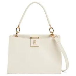 Henkeltasche Tommy Hilfiger "TH HER TOTE", Herren, Gr. B/H/T: 24,5cm x 18,5cm x 12cm, creme, Lederimitat, Taschen, Damen Schultertasche, Henkeltasche mit TH-Logo