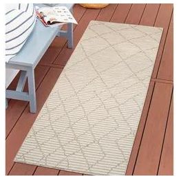 Outdoorteppich Carpet City "PALM3526", beige (creme), B:80cm H:5mm L:150cm, Polypropylen, Teppiche, Outdoorteppich, Wetterfest & UV-best&auml;ndig, f&uuml;r Balkon, Terrasse, K&uuml;che, flach gewebt
