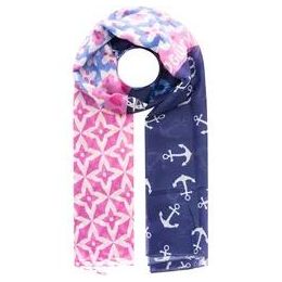 Schal Zwillingsherz "Maritime Momente", Damen, marine, Web, Obermaterial: 100% Polyester, Modet&uuml;cher Schal, Ankermotiv mit Mustermix, transparent