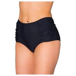 Bikini-Hose AQUARTI "Bikinihose Aquarti Damen Bikinihose mit Hoher Taille und Raffung", Damen, Gr. 46, N-Gr, schwarz, Obermaterial: 80% Polyamid PA. 20% Elasthan EL., Badehosen Bikini-Hose