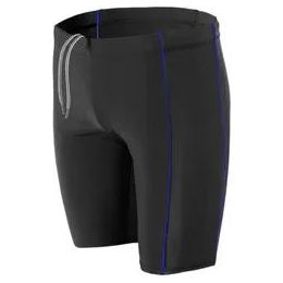Badehose AQUARTI "Badehose Aquarti Herren Lange Badehose mit Kontrast-Paspel Jammer", Damen, Gr. L, N-Gr, blau (schwarz, blau), Obermaterial: 80% Polyamid PA. 20% Elasthan EL., Badehosen Badehose