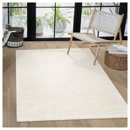 Teppich Paco Home "Luzern 651", beige (creme), B:120cm H:13mm L:170cm, Polyester, Teppiche, Teppich, Kurzflor, Uni Farben, Hoch-Tief-Struktur, Scandi Design