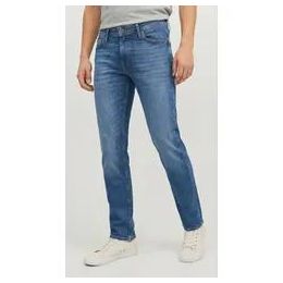 Jack & Jones Regular-fit-Jeans JACK & JONES "JJICLARK mit Used-Look und Stretch f&uuml;r den Alltag", Herren, Gr. 30, L&auml;nge 32, blau denim, Denim/Jeans, Obermaterial: 98% Baumwolle, 2% Elasthan, unifarben, regular fit lang, Jeans, mit Abriebeffekten