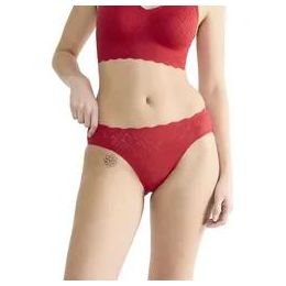 Slip Sloggi "ZERO Feel Bliss High leg", Damen, Gr. M, rot (shanghai rot), Spitze, Obermaterial: 76% Polyamid, 24% Elasthan, figurbetont, Unterhosen Slip, unsichtbar mit Spitzenoptik
