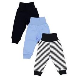Pumphose TUPTAM "Pumphose Baby Jungen Lange Pumphose 3er Pack", Kinder, Gr. 98, N-Gr, schwarz (schwarz, blau, streifen), Obermaterial: 100% Baumwolle CO., Hosen