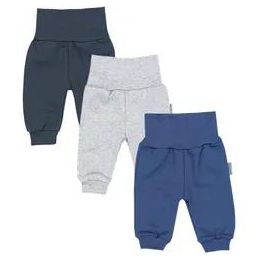 Jogginghose TUPTAM "Hose Baby Jungen Jogginghose mit Breitem Bund 3er Pack", Kinder, Gr. 104, N-Gr, blau (graphit, melange grau, jeans), Obermaterial: 95% Baumwolle CO. 5% Elasthan EL., Hosen Jogginghose
