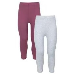 Leggings TUPTAM "Leggings Baby M&auml;dchen Lange Leggings 2er Pack", M&auml;dchen, Gr. 98, N-Gr, lila (hellgrau, lila), Obermaterial: 95% Baumwolle CO. 5% Elasthan EL., Hosen Leggings