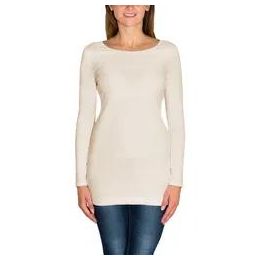 Langarmshirt ALKATO "Damenshirt Alkato Damen Langarm Longshirt Langarmshirt", Damen, Gr. XXL, beige (elfenbein), Obermaterial: 92% Baumwolle CO. 8% Elasthan EL., Shirts Langarmshirt