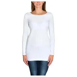 Langarmshirt ALKATO "Damenshirt Alkato Damen Langarm Longshirt Langarmshirt", Damen, Gr. XXL, wei&szlig;, Obermaterial: 92% Baumwolle CO. 8% Elasthan EL., Shirts Langarmshirt