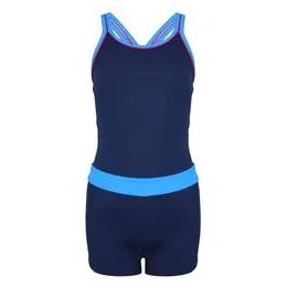 Badeanzug AQUARTI "Body M&auml;dchen Badeanzug mit Bein Racerback", Kinder, Gr. 146, N-Gr, blau (dunkelblau, blau), Obermaterial: 80% Polyamid PA. 20% Elasthan EL., Badeanz&uuml;ge Badeanzug