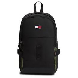 Tommy Hilfiger Rucksack TOMMY JEANS "TJM OUTDOOR BACKPACK", Herren, Gr. B/H/T: 29cm x 47cm x 17cm, schwarz, Nylon, Basic, Rucks&auml;cke Rucksack, Freizeitrucksack, City Bag, Reiserucksack mit Logoembelm