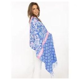 Schal Zwillingsherz "Grafischer Paisley", Damen, royalblau, Web, Obermaterial: 100% Polyester, Modet&uuml;cher Schal, Mustermix, Schriftzug und Fransen