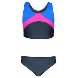 Bustier-Bikini AQUARTI "Bikini M&auml;dchen Sport Bikini Racerback Bustier & Bikinislip", M&auml;dchen, Gr. 170, N-Gr, blau (graphit, blau, rosa), Obermaterial: 80% Polyamid PA. 20% Elasthan EL., Bikini-Sets