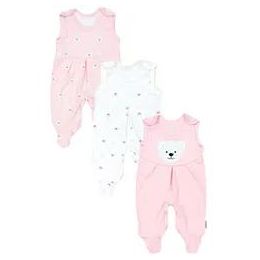 Strampler TUPTAM "Strampler Baby M&auml;dchen Strampler mit Fu&szlig; 3er Pack", Jungen, Gr. 56, N-Gr, orange (b&auml;rchen rosa wei&szlig; apricot), Obermaterial: 100% Baumwolle CO., Overalls