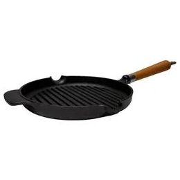 Grillpfanne RONNEBY BRUK "Maestro, Pfanne, &Oslash; 25 cm, mit Holzgriff", schwarz, mit buchenholzgriff, B:25cm H:7,5cm L:51cm, Pfannen