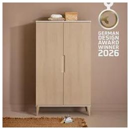 Kleiderschrank Paidi "JONTE in Beige & Eichefarben mit gerillten T&uuml;ren, verschiedene Gr&ouml;&szlig;en", cashmere, beige, stripy light oak, B:95cm H:164cm T:36cm, Holzwerkstoff, MDF, Schr&auml;nke, Kleiderschrank, stabiler Dreht&uuml;renschrank mit Massivholz-F&uuml;&szlig;en, Soft-Close-Funktion
