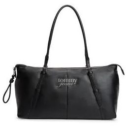 Tommy Hilfiger Tragetasche TOMMY JEANS "TJW BOLD EW TOTE", Gr. B/H/T: 42cm x 25,5cm x 20cm, schwarz, Lederimitat, Taschen, Unisex Tragetasche, Umh&auml;ngetasche, Weekender mit Tommy Jeans Logo