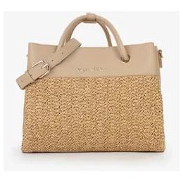 Shopper Valentino BAGS "ALEXIA SUMMER", Damen, Gr. B/H/T: 35cm x 27cm x 14cm, naturale, Jute, Taschen Shopper, Damen Handtasche, Umh&auml;ngetasche, Schultertasche mit Logoschriftzug