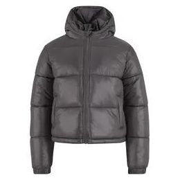Winterjacke Urban Classics "Urban Classics Boys Shiny Puffer Jacket With Hood", M&auml;dchen, Gr. 146/152, magnet, 100% Nylon, unifarben, normal, ohne Ausschnitt, Jacken Winterjacke