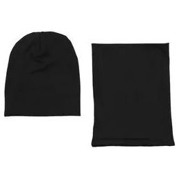 Beanie ALKATO "M&uuml;tze Alkato Unisex Beanie M&uuml;tze und Schal Set Uni", Herren, schwarz, Obermaterial: 95% Baumwolle CO. 5% Elasthan EL., M&uuml;tzen Beanie