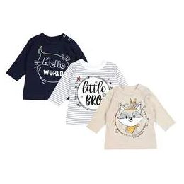 Langarmshirt TUPTAM "Shirt Unisex Baby Langarmshirt mit Spruch Aufdruck 3er Set", M&auml;dchen, Gr. 68, blau (junge 2), Obermaterial: 100% Baumwolle CO., Shirts Langarmshirt