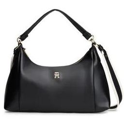 Schultertasche Tommy Hilfiger "TH ESSENTIAL SHOULDER BAG", Damen, Gr. B/H/T: 35cm x 23cm x 12cm, schwarz, Lederimitat, unifarben, Taschen Schultertasche, Damen Umh&auml;ngetasche, Tragetasche mit edlem TH-Schmucklogo