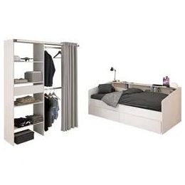 Jugendzimmer-Set Parisot "Parisot Sleep 11", wei&szlig;, ohne Matratze, B/H: 90cm x 200cm, Schlafzimmerm&ouml;bel-Sets, R&uuml;ckwand am Bett drehbar - Weiss oder Eiche