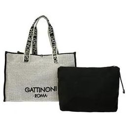 Tragetasche GATTINONI "Jane Raffia Large Shopping Bag. Damen", Damen, Gr. B/H/T: 17cm x 35cm onesize, sanftes wei&szlig;, schwarz, Baumwolle, Polypropylen, Taschen, Tragetasche Damen, Shopper, Strandtasche, Fashion, Lifestyle, Sale