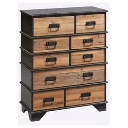 Kommode Heine HOME, schwarz, natur, B:72,5cm H:90,5cm T:31,5cm, Spanplatte, Sideboards, Kommode