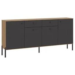 Sideboard OTTO HOME, wei&szlig;, neutral, B:180cm H:86cm T:40cm, Holzwerkstoff, MDF, Melamin, PVC, Sideboards, Sideboard, Sideboard, Breite 184 cm, mit geriffelten Fronten, auf Metallf&uuml;&szlig;en