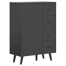 Kommode Home Affaire "RHOMBUS,hochwertige MDF-Front mit Karo-Optik", grau, B:84cm H:114cm T:37cm, FSC-zertifizierter Holzwerkstoff, Sideboards, Kommode, Kommode, Anrichte, Wohnzimmer, Esszimmer