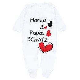 Strampler TUPTAM "Strampler Baby Strampler Set mit Spruch", Jungen, Gr. 74, N-Gr, wei&szlig; (wei&szlig;, mamas papas schatz), Obermaterial: 100% Baumwolle CO., Overalls