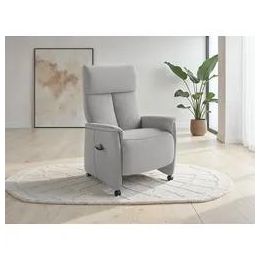 Sit & More TV-Sessel SIT & MORE "Cremona Comfort", silber, B:76cm H:110cm T:84cm, 98% Polyester, 2% Polyamid, Sessel, wahlweise manuell oder elektrischer Funktion mit Akku