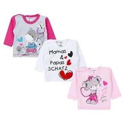 Langarmshirt TUPTAM "Shirt Unisex Baby Langarmshirt mit Spruch Aufdruck 3er Set", M&auml;dchen, Gr. 86, rosa (m&auml;dchen), Obermaterial: 100% Baumwolle CO., Shirts Langarmshirt