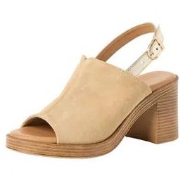 High-Heel-Sandalette Tamaris "Tamaris Sandalen Veloursleder/Synthetik", Damen, Gr. 41, beige, Synthetik, Veloursleder, Schuhe