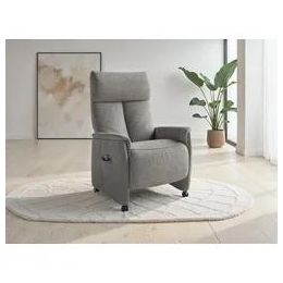Sit & More TV-Sessel SIT & MORE "Cremona Comfort", grau, B:76cm H:114cm T:84cm, 100% Polyester, Sessel, wahlweise manuell oder elektrischer Funktion mit Akku