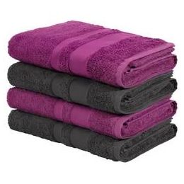 Duscht&uuml;cher OTTO HOME "Vanessa, 4 Duscht&uuml;cher, 70x140cm, in Standard- und Premium-Qualit&auml;t", beere anthrazit, B:70cm L:140cm, Walkfrottee, Obermaterial: 100% Baumwolle, Handt&uuml;cher, Handt&uuml;cher mit Bord&uuml;re, 100% Baumwolle, einfarbig, weich