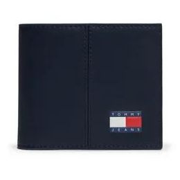 Tommy Hilfiger Geldb&ouml;rse TOMMY JEANS "TJM HERITAGE CC WALLET", Herren, nachtblau, Leder, Lederimitat, Textil, unifarben mit Farbeinsatz, Basic, Kleinlederwaren, Geldbeutel, Portemonnaie, Money Pocket mit Logoemblem