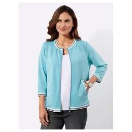 Shirtjacke Inspirationen "Sweatjacke", Damen, Gr. 50, aquamarin, 50% Modal, 44% Polyester, 6% Elasthan, unifarben, Rundhals, Shirts Shirtjacke