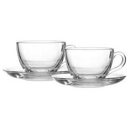 Ritzenhoff & Breker Tasse RITZENHOFF & BREKER "Cappuccino-Set Barista 220 ml 2er Set transparent", bunt (transparent), B:14,5cm H:10cm, Glas, Trinkgef&auml;&szlig;e, Tasse, Sp&uuml;lmaschinenfest