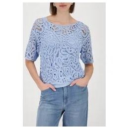 Strickpullover monari, Damen, Gr. 44, hellblau, Strick, Obermaterial: 100% Viskose, unifarben, regular fit taillenbedeckt, Rundhals, eingesetzt Rippstrickb&uuml;ndchen, Pullover Strickpullover, Regular fit mit Cornelly-Muster