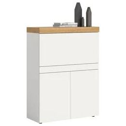 Sekret&auml;r OTTO HOME "MAMBO, H&ouml;he 122cm, Home-Office-Schreibtisch, PC-Schrank", platinum wei&szlig;, wotan eiche nachbildung, B:90cm H:122cm T:37cm, Sekret&auml;re, Sekret&auml;r, Multifunktional mit viel Stauraum, klappbare Tischfl&auml;che