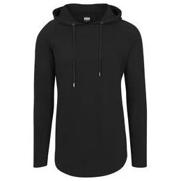 Kapuzensweatshirt Urban Classics "Urban Classics Herren Long Shaped Terry Hoody", Herren, Gr. S, schwarz, 100% Baumwolle, unifarben, Sweatshirts