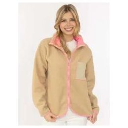 Kapuzensweatjacke Zwillingsherz "Classic", Damen, Gr. L, beige, Fleece, Obermaterial: 100% Polyester, Sweatjacken, kuscheliges Teddy-Fleece, Kontrastdetails, Brutstasche, Stehkragen