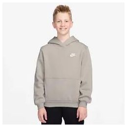 Kapuzensweatshirt Nike SPORTSWEAR "K NSW CLUB FLC HDY LBR", M&auml;dchen, Gr. S, cream ii, wei&szlig;, angeraute Sweatware, Obermaterial: 80% Baumwolle, 20% Polyester, unifarben, Basic normal, Rundhals, angesetztes B&uuml;ndchen, Sweatshirts, f&uuml;r Jugendliche, mit K&auml;ngurutasche, aus Baumwollmischung