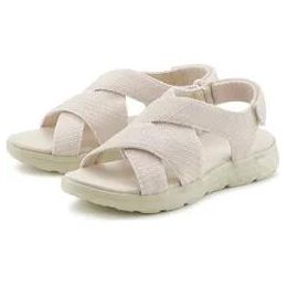 Sandale Vivance "Sandalette, Sommerschuh, offener Schuh", Damen, Gr. 39, beige, Obermaterial: 100% Textilmaterial. Decksohle: 100% Synthetik. Futter: 100% Textilmaterial. Laufsohle: 100% Synthetik, unifarben, Basic, Schuhe Sandale, mit Klettverschluss VEGAN